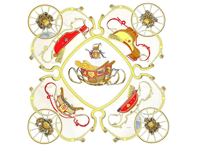 Hermès Hermes Silk Scarf Carré 90 SPRINGS Blue Cloth ref.1895957 - Joli ...