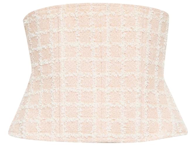 Chanel checker tweed silk lined boned corset belt Pink Wool ref.1897105 ...