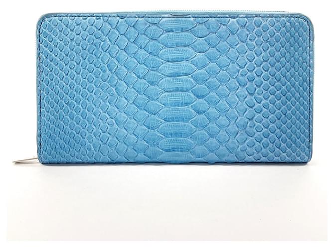 Céline Celine Python Long Wallet Blue Leather ref.1902217 - Joli Closet
