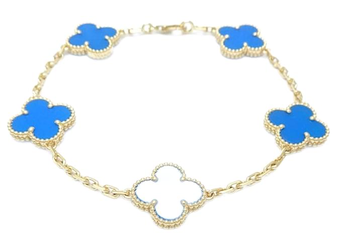 Van Cleef & Arpels Vintage Alhambra Agate Bracelet Golden Metallic ...