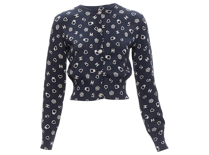 Chanel cc perfume logo cotton cropped cardigan White ref.1905043 - Joli ...