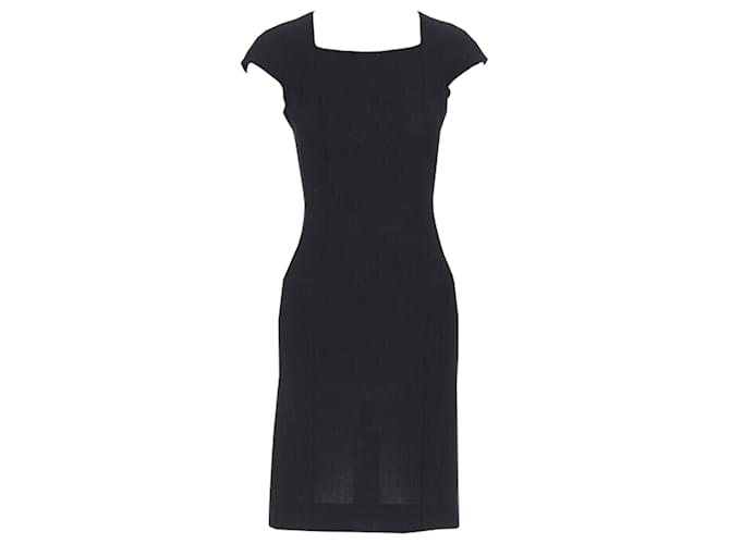 Yves Saint Laurent square neck sheath dress Black Wool ref.1905136 ...