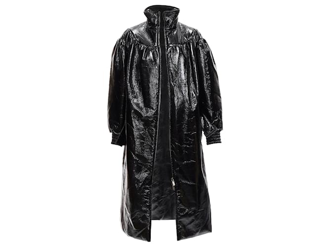 Miu Miu vinyl high collar puff sleeve belted bomber coat Black ...