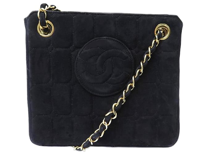 VINTAGE CHANEL LOGO CC HAND BAG BLACK SUEDE PURSE ref.1911676 - Joli Closet