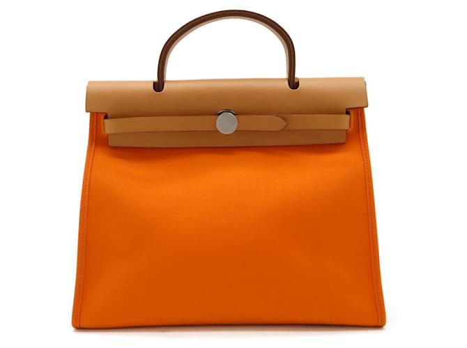 Hermès Hermes Aile Bag Zip PM Handbag Orange Camel Cloth ref.1920249 ...