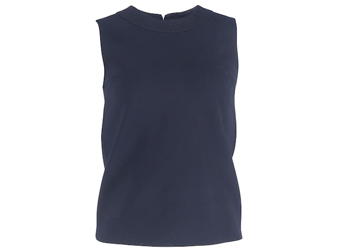 Victoria Beckham Visible Stitch Details Tank Top in Navy Blue Viscose ...