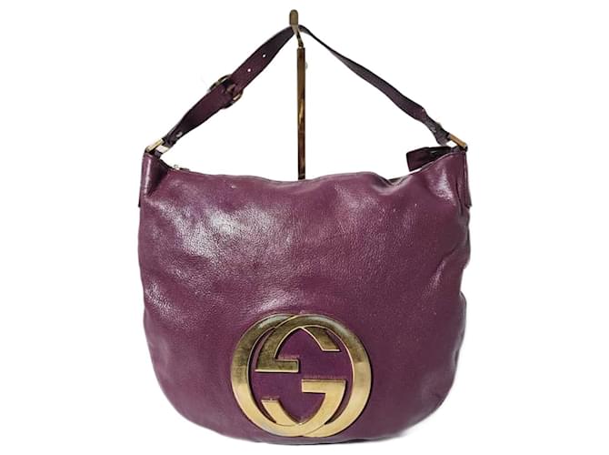 GUCCI Plum Leather GG Logo Blondie Hobo Bag Burgundy ref.1922420 - Joli ...