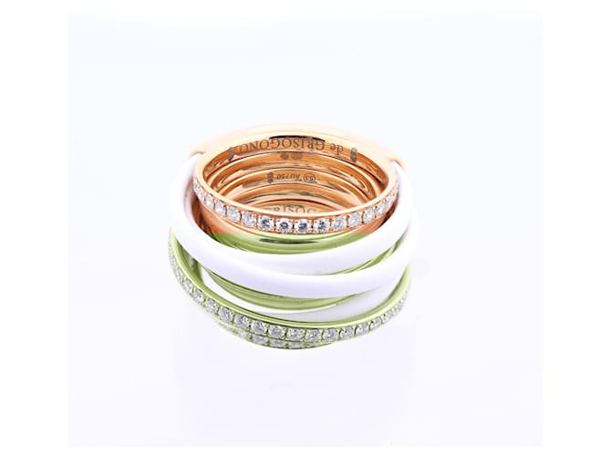 De Grisogono Allegra Rose Gold and White Ceramic with Diamonds Ring ...
