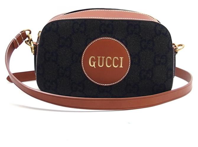 Gucci Script GG Pattern Shoulder Bag Brown Dark grey Wool ref.1932597 ...