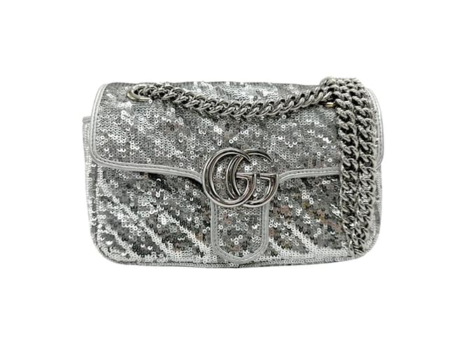 Gucci GG Marmont Sequin Leather Shoulder Bag Silvery ref.1933821 - Joli ...