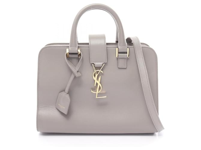Yves Saint Laurent YSL Monogram Cabas Handbag Grey Leather ref.1939489 ...