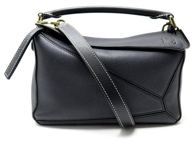 NINE LOEWE PUZZLE SMALL LEATHER BAG IN BLUE DARK BLUE BAG Navy blue ref ...