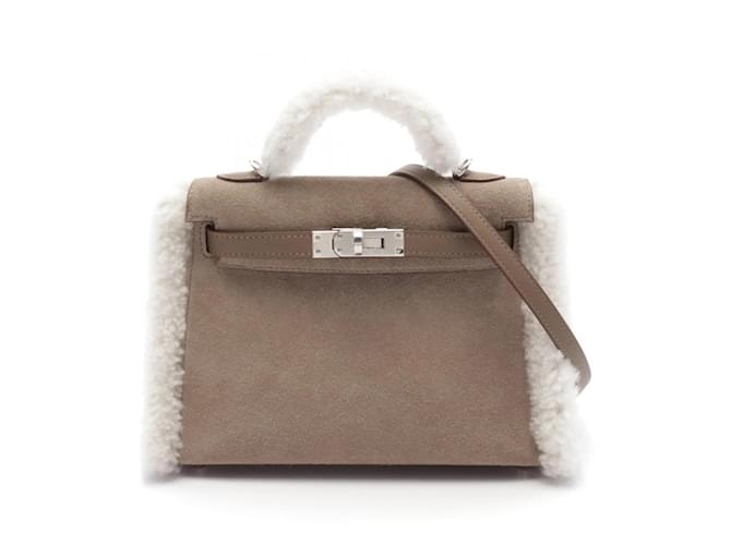 Hermès Hermes Kelly 2 Teddy Etoupe Handbag Brown White Taupe Leather ...