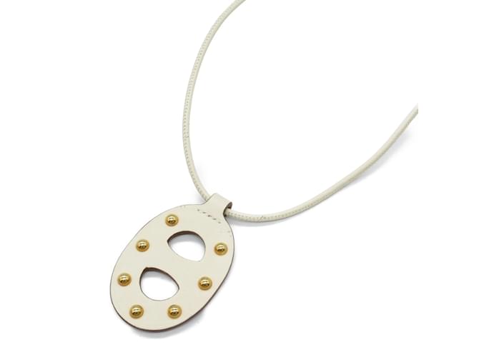 Hermès Hermes Chaine d'Ancre GM Hatchet Necklace White Golden Leather ...