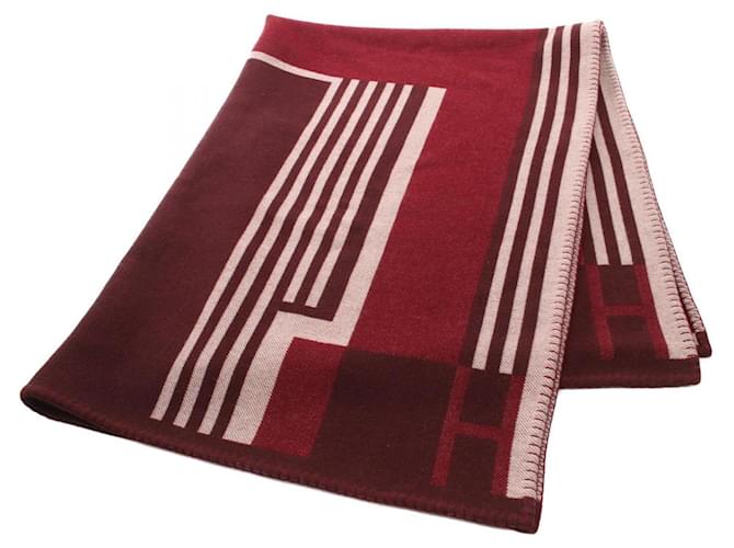 Hermès Hermes Plaid Itaque Wool Cashmere Stole Multiple colors Dark red ...