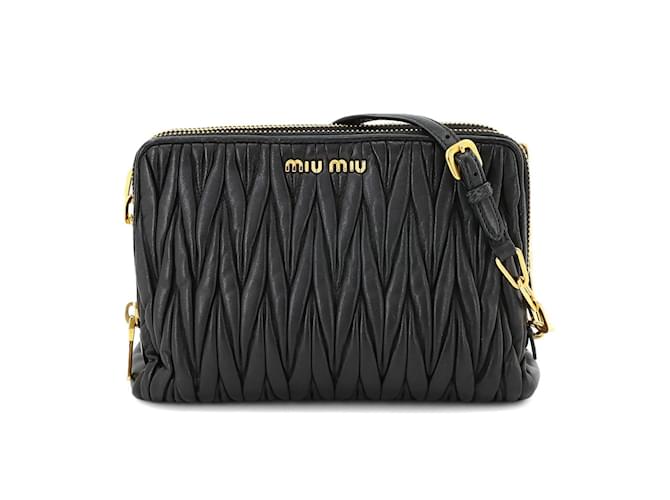 Miu Miu Matelasse Chain Shoulder Bag Black Leather ref.1950283 - Joli Closet