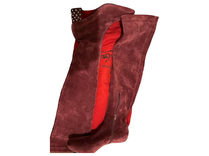 Christian Louboutin Study stretch 55 Dark red Suede ref.1956592 - Joli ...