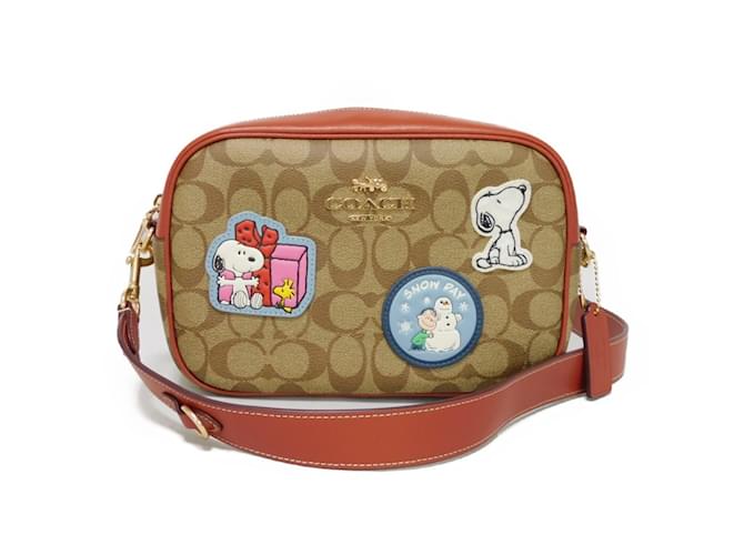 Coach Jamie Camera Shoulder Bag Red Beige Leather Cloth ref.1961061 ...