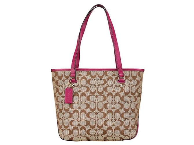 Coach Signature Canvas Leather Tote Bag F36375 Beige Cloth ref.1964183 ...