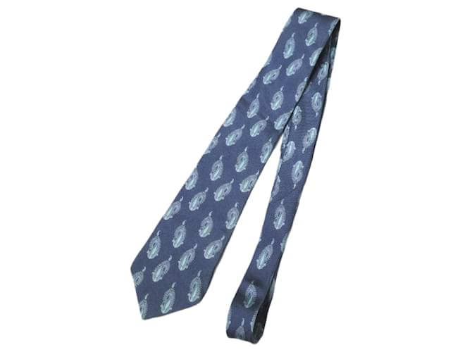 Yves Saint Laurent Silk Paisley Tie Navy blue ref.1966299 - Joli Closet