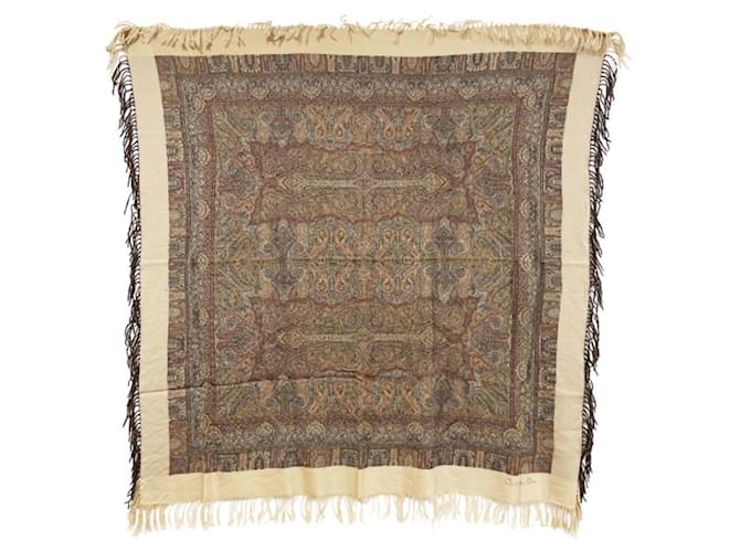 Christian Dior Paisley Large Shawl Red Multiple colors Beige Orange ref ...