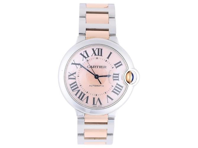 Cartier Ballon Bleu W6920033 SS×PG AT Pink MOP Dial Watch Steel ref ...