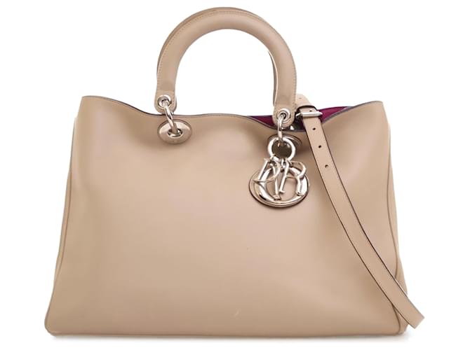 Dior Brown Large Diorissimo Satchel Beige Leather Pony-style calfskin ...