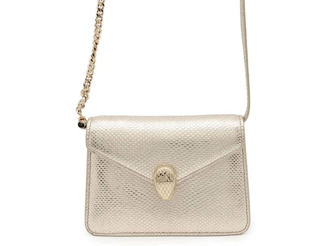 Bulgari Bvlgari Serpenti Forever Micro Shoulder Bag Golden Leather ref ...