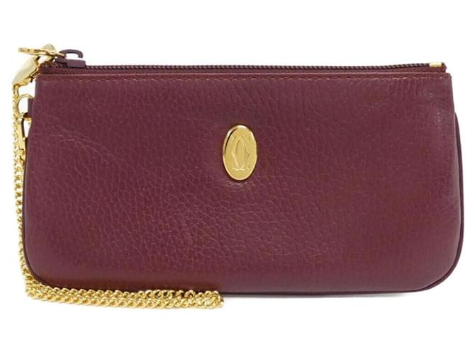 Cartier Bordeaux Leather Pouch Dark red ref.1988814 - Joli Closet