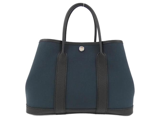 Hermès Hermes Garden Party Handbag Black Light green Cloth ref.1998202 ...