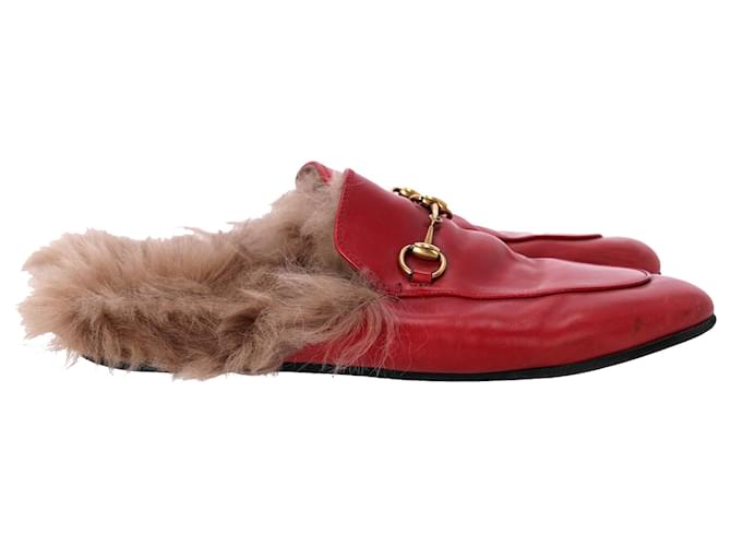 Gucci Princetown Mules in Red Leather and Fur ref.1999470 - Joli Closet