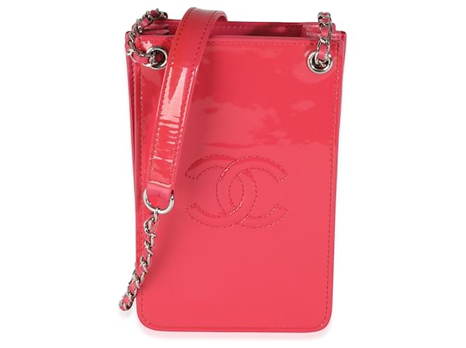 Chanel Pink Patent CC Phone Holder With Chain Patent leather ref ...