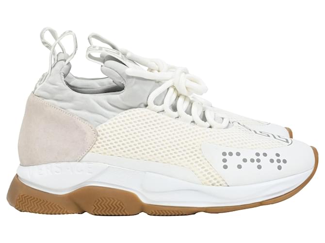 Versace Cross Chainer Sneakers in White Suede Cream ref.2001956 - Joli Closet
