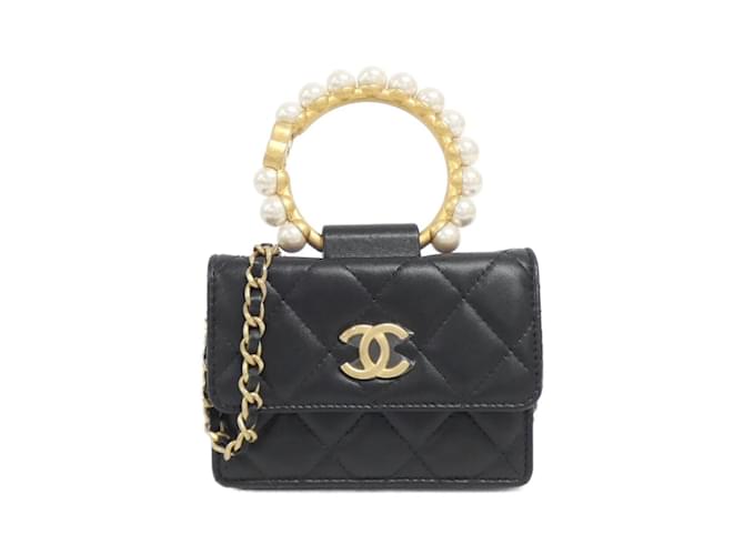 Chanel AP2274 Chain Clutch Black Leather Pearl ref.2002279 - Joli Closet