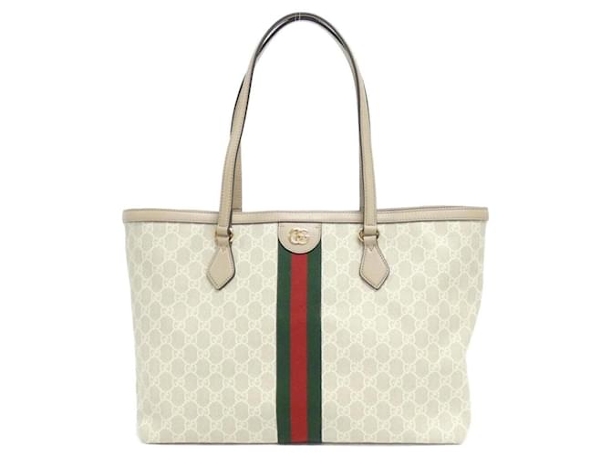 Gucci Ophidia 631685 UULAG Shoulder Bag White Beige Leather Cloth ref ...