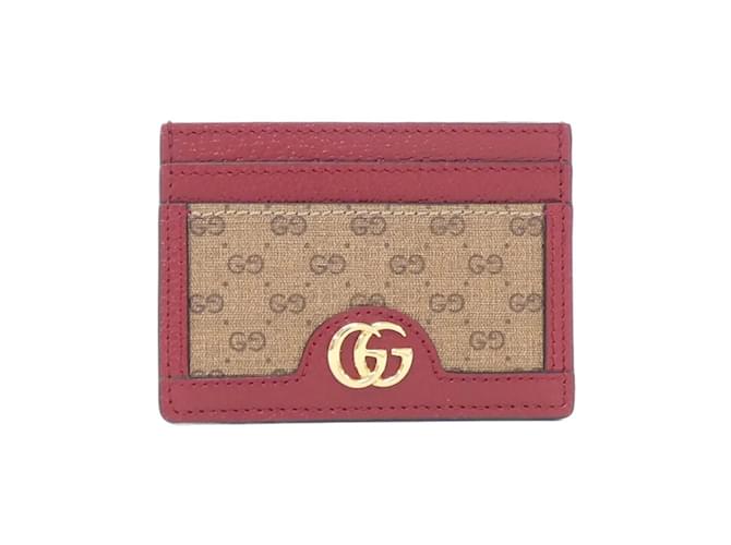 Gucci Business Card Case Red Beige Cloth ref.2005913 - Joli Closet
