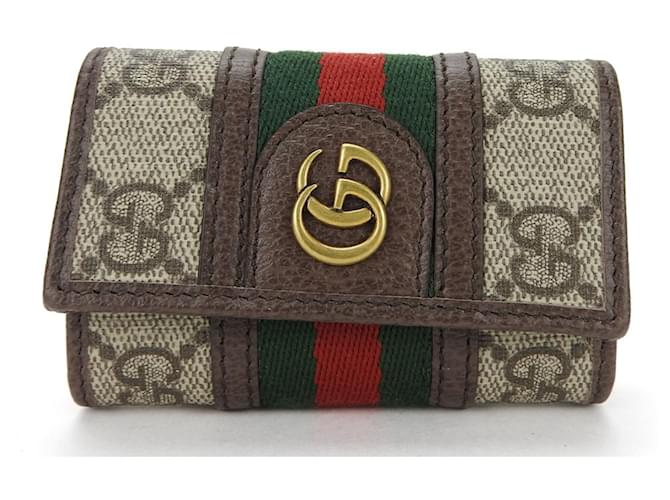 Gucci Ophidia Key Case Red Beige Green Leather Cloth ref.2005950 - Joli ...