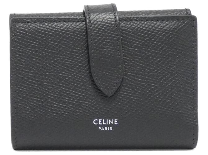 Céline Celine Fine Strap Wallet Black Leather ref.2006135 - Joli Closet