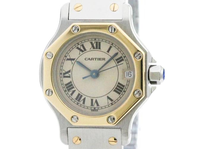 Cartier Santos Octagon 18K Gold Steel Quartz Ladies Watch ref.2008403 ...