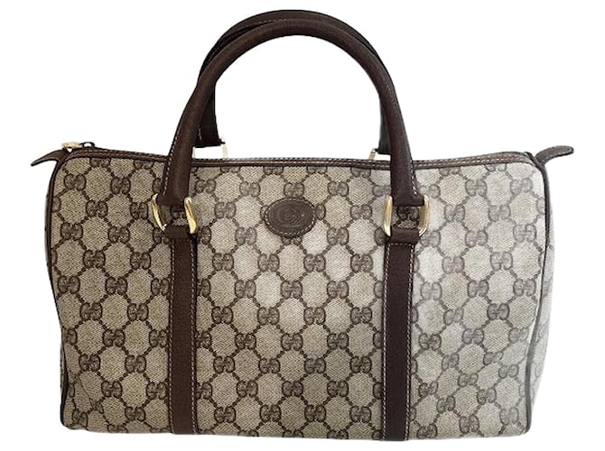 Gucci Old Gucci Handbag Boston Bag Unisex Brown Beige Cloth ref.2010628 ...