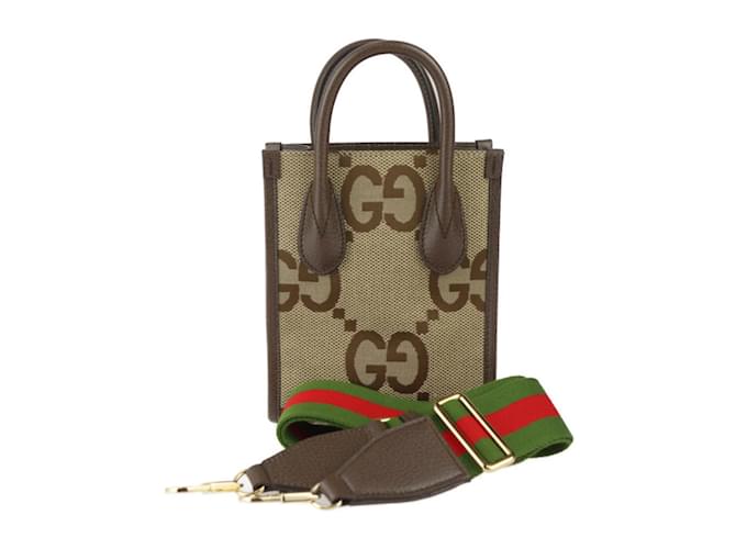 Gucci Mini Tote Bag Brown Beige Leather Cloth ref.2016663 - Joli Closet