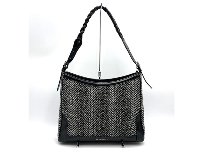 Burberry Black Tweed and Leather Shoulder Bag ref.2020057 - Joli Closet