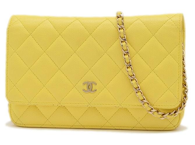 Chanel Matelasse Chain Wallet in Yellow Caviar Leather ref.2022302 ...