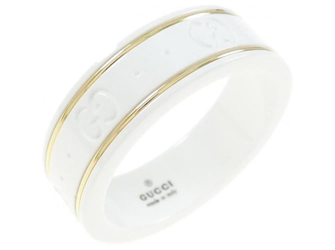Gucci Icon Ring White Golden Yellow gold Ceramic ref.2025306 - Joli Closet
