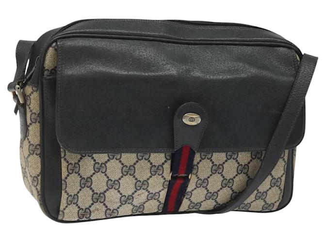 GUCCI GG Supreme Sherry Line Shoulder Bag PVC Navy Red 904 02 063 Auth ...