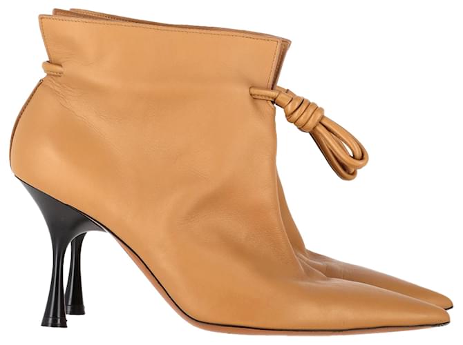 Loewe Toggle Fastening Heeled Ankle Boots in Brown Leather Red ref ...