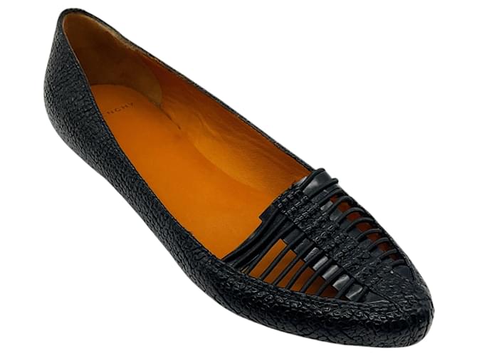 Givenchy Black Leather Caged Toe Flats ref.2040442 - Joli Closet