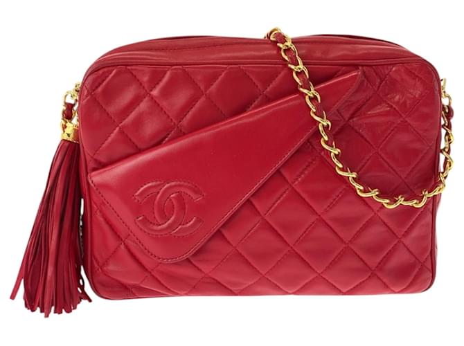 Chanel Vintage Matelasse Coco Mark Shoulder Bag Red Leather ref.2045135 ...