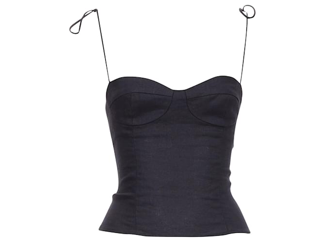 Reformation Set 3 top linen sweetheart US0 drape cAmi ruched tank Black ...