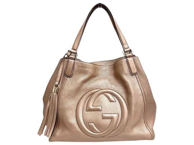 Gucci Soho Interlocking G Handbag Beige Leather ref.2072916 - Joli Closet